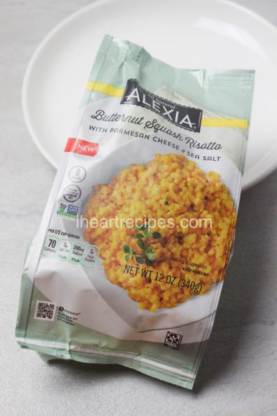 Garlic Butter Shrimp Over Alexia Butternut Squash Risotto | I Heart Recipes