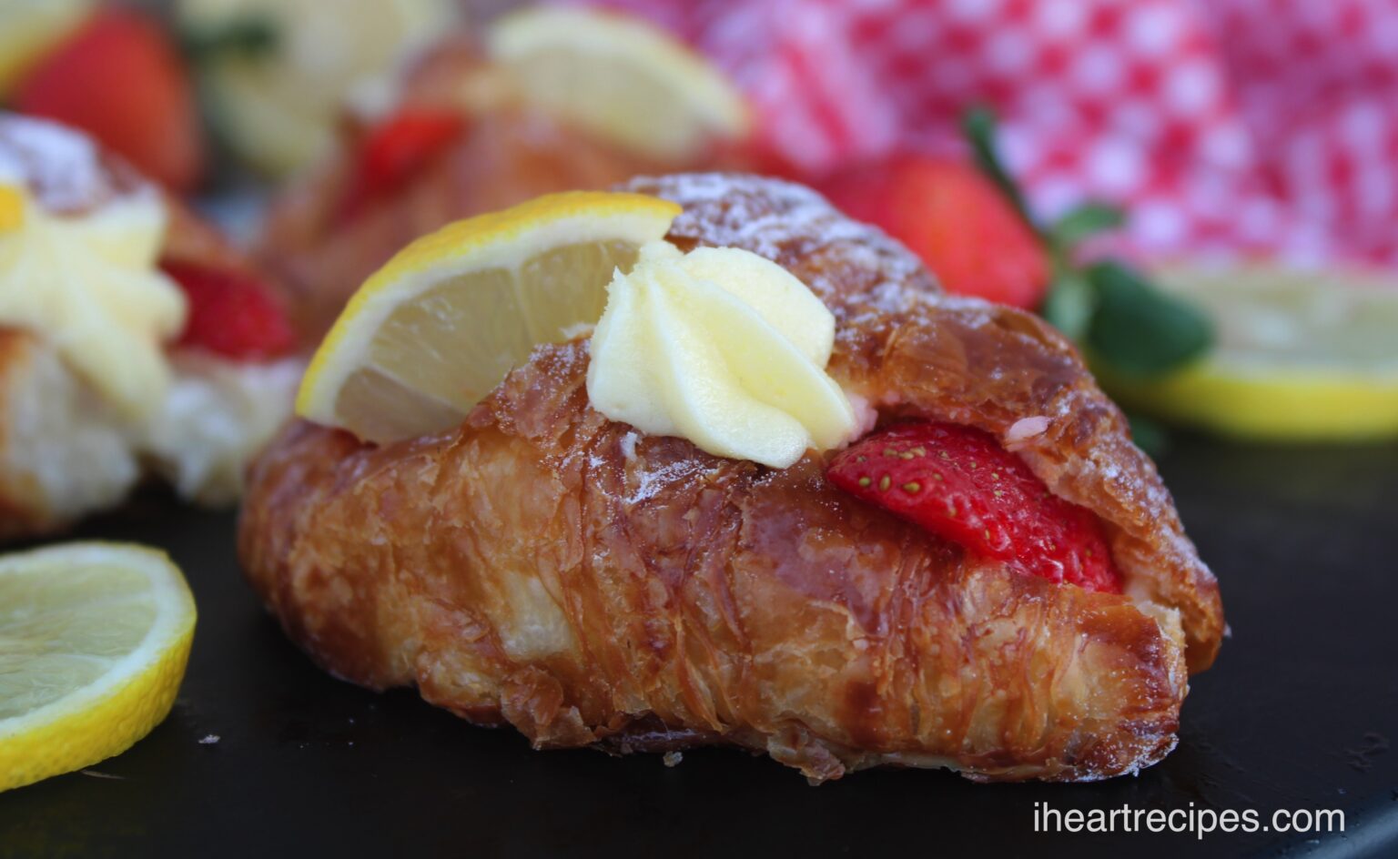 Strawberry & Lemon Custard Stuffed Croissants | I Heart Recipes