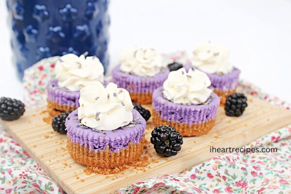 Mini Blackberry Lavender Cheesecakes | I Heart Recipes