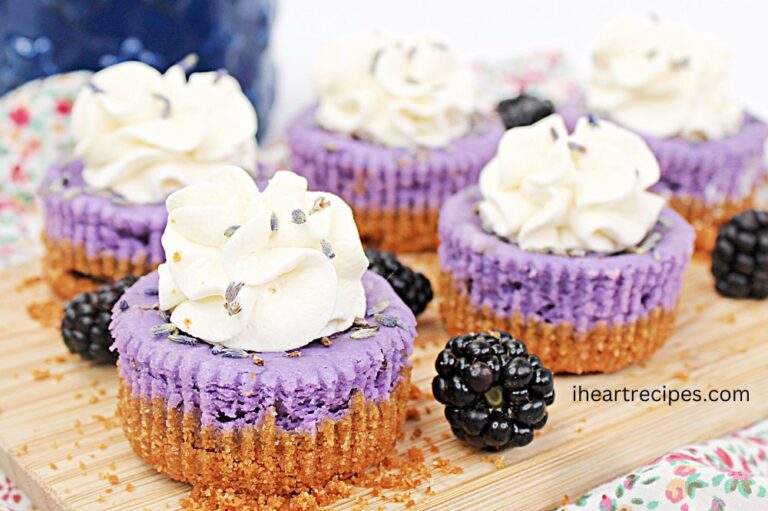 Mini Blackberry Lavender Cheesecakes | I Heart Recipes